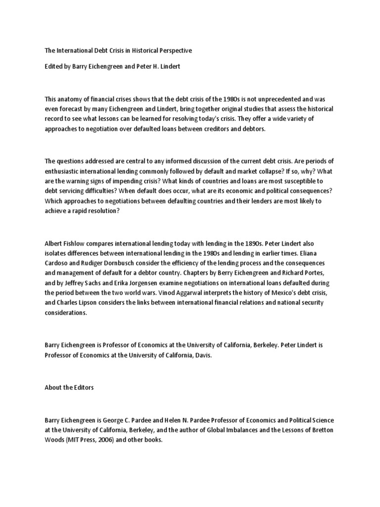 The International Debt Crisis in Historical Perspective | PDF | Debt ...