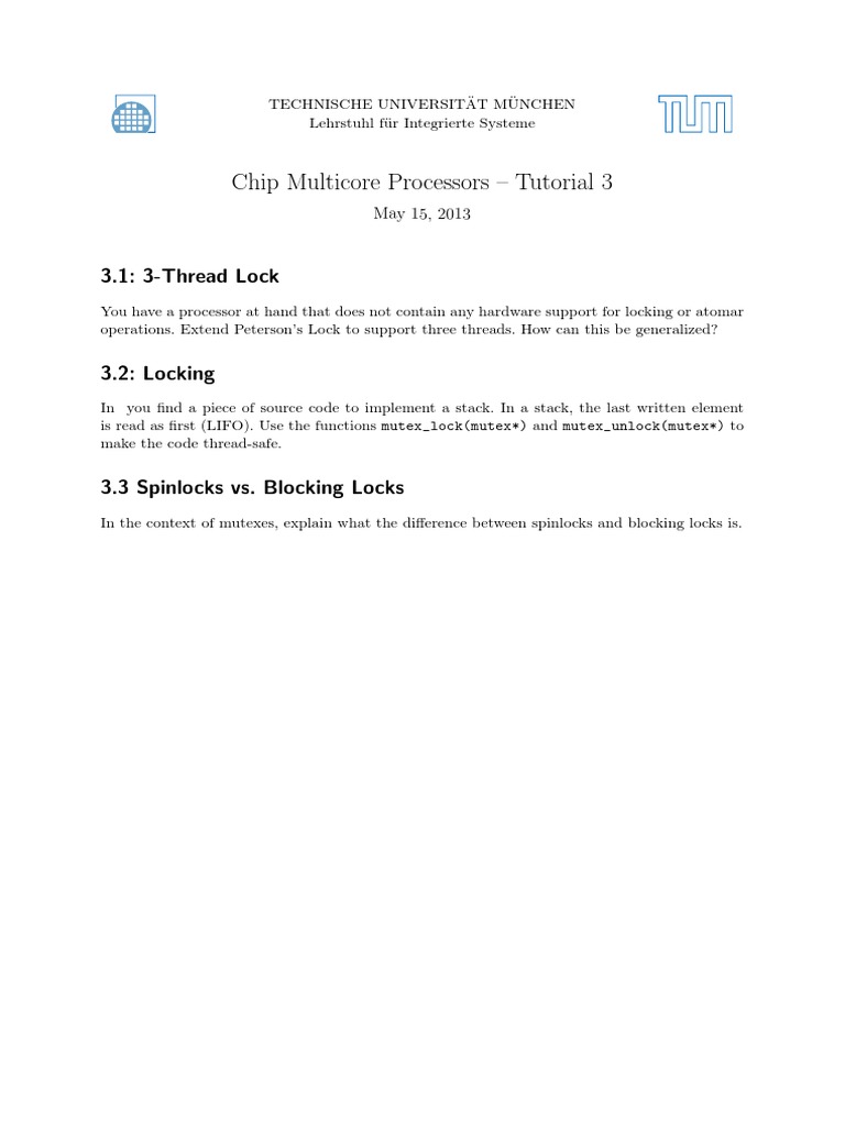 Chip Multicore Processors - Tutorial 3: 3.1: 3-Thread Lock | PDF ... Chip Multicore Processors - Tutorial 3: 3.1: 3-Thread Lock | PDF ...
