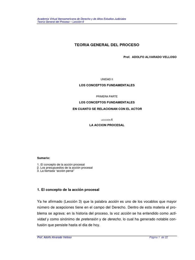 Leccion 6 La Accion Procesal | PDF | Derecho