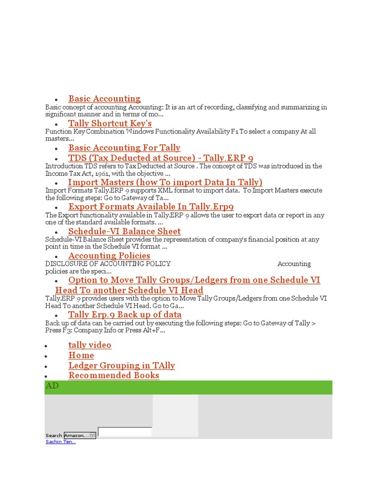 Tally Notes | Debits And Credits | Expense