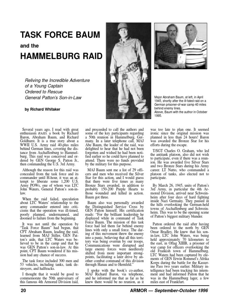 Task Force Baum's Daring WWII Raid to Rescue Patton's Son-in-Law | PDF ...