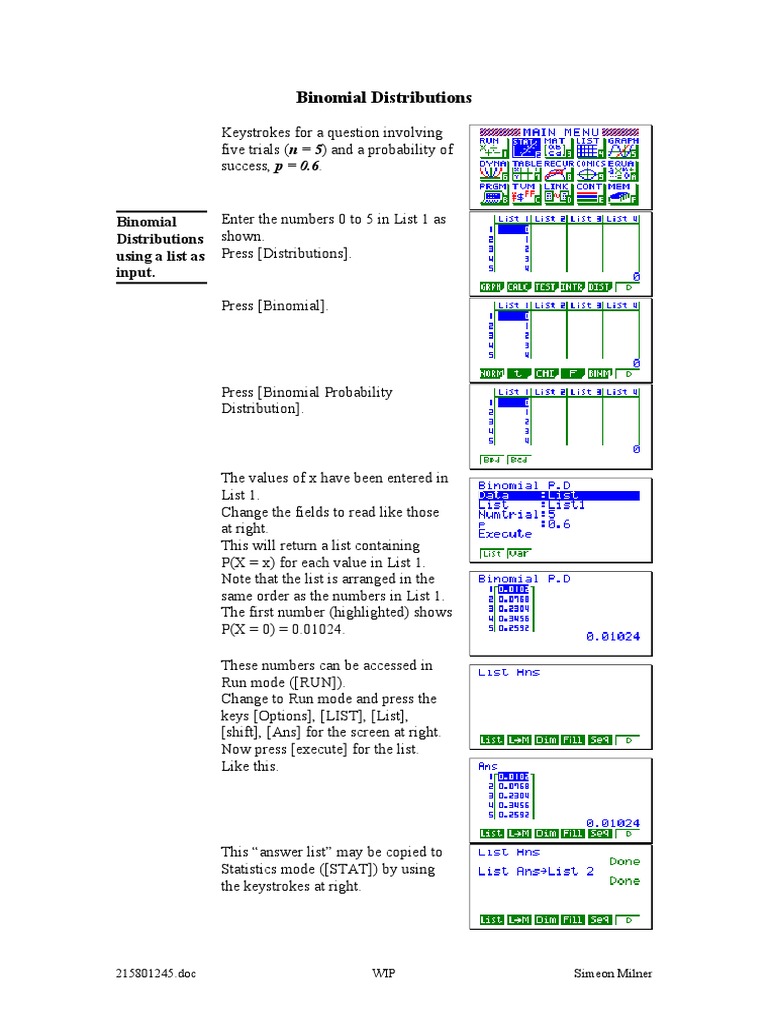 CASIO CFX-9850GB PLUS GRAPHICS CALCULATOR Binomial Distributions (And ...