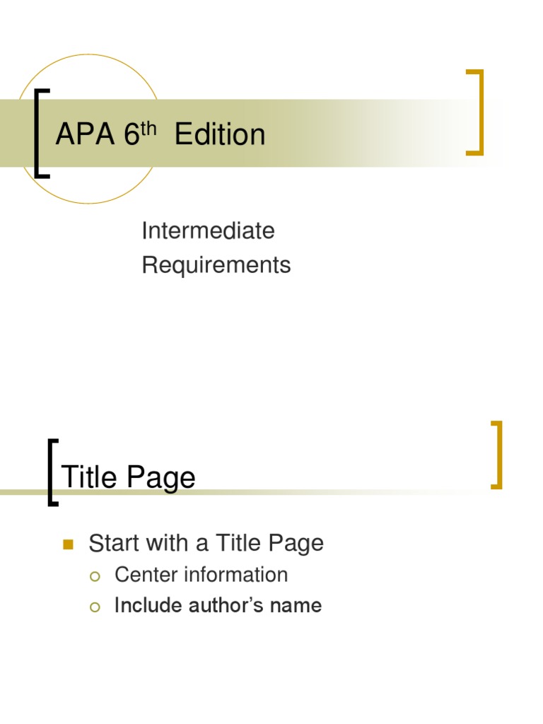 Apa 6 Edition: Intermediate Requirements | PDF | Letter Case | Paragraph
