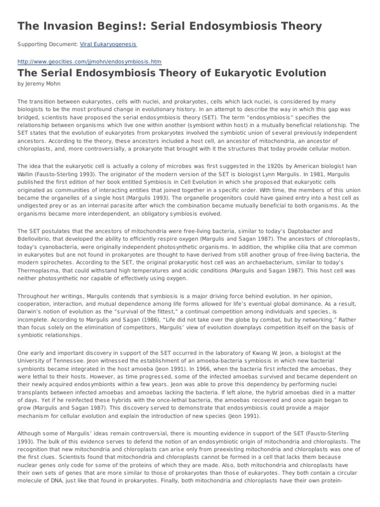 Jurnal Biosel Serial Endosymbiosis Theory | PDF | Eukaryotes | Archaea