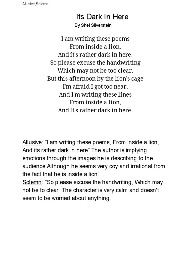 Shel Silverstein Poem | PDF