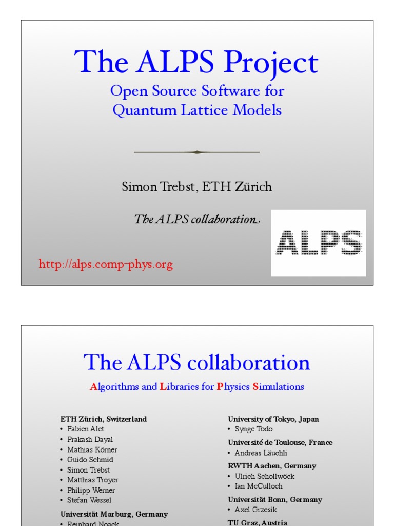 The ALPS Project: Open Source Software For Quantum Lattice Models | PDF ...