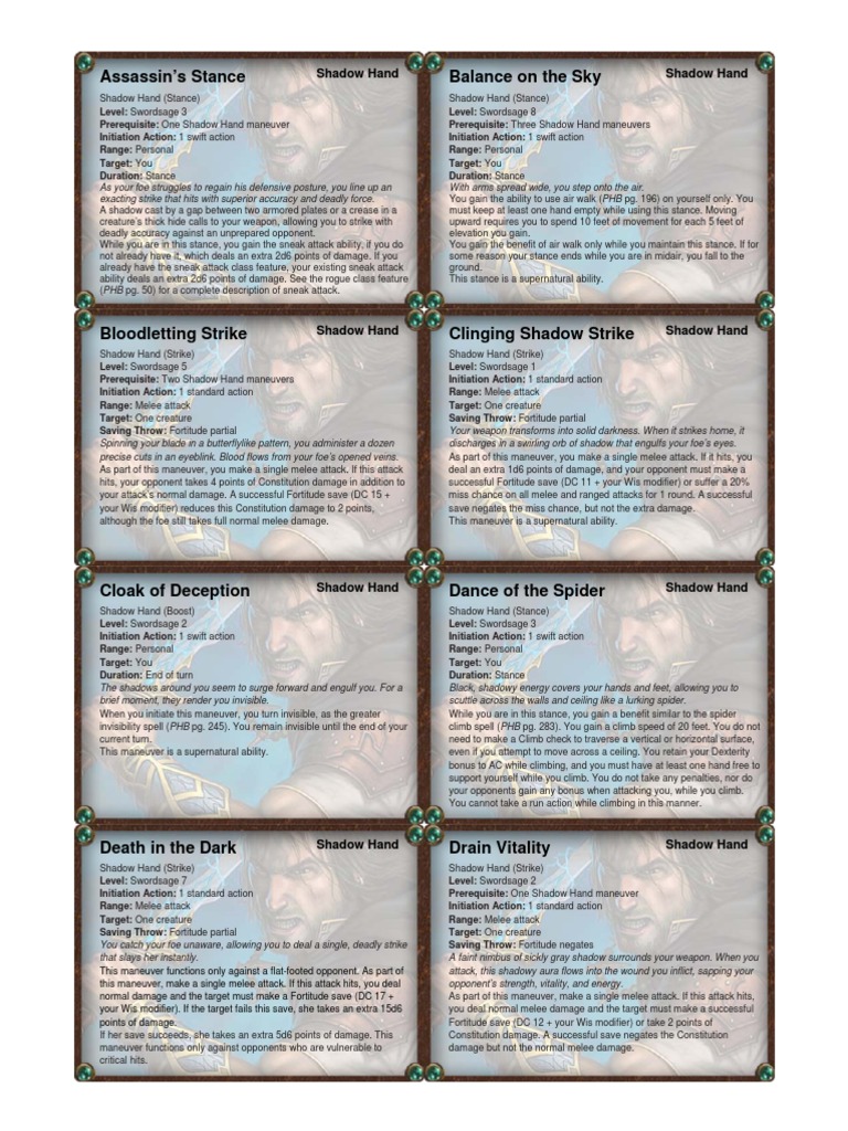 Assassin's Stance Balance On The Sky: Shadow Hand Shadow Hand | PDF