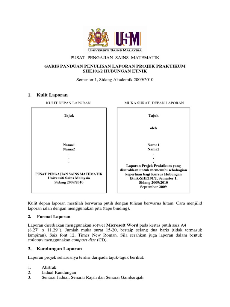 Garis Panduan Penulisan Laporan Praktikum | PDF