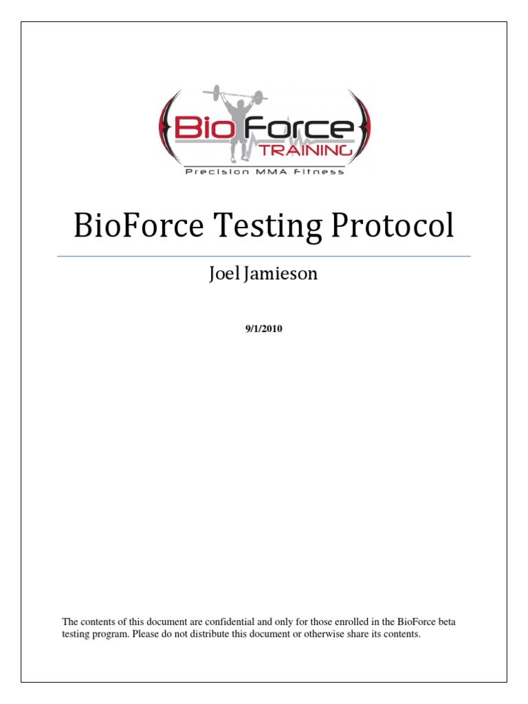 BioForce Conditioning Testing Protocol | PDF