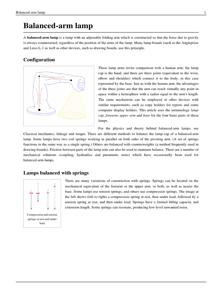 Mechanical Design and Balancing Techniques of Balanced-Arm Lamps | PDF ...