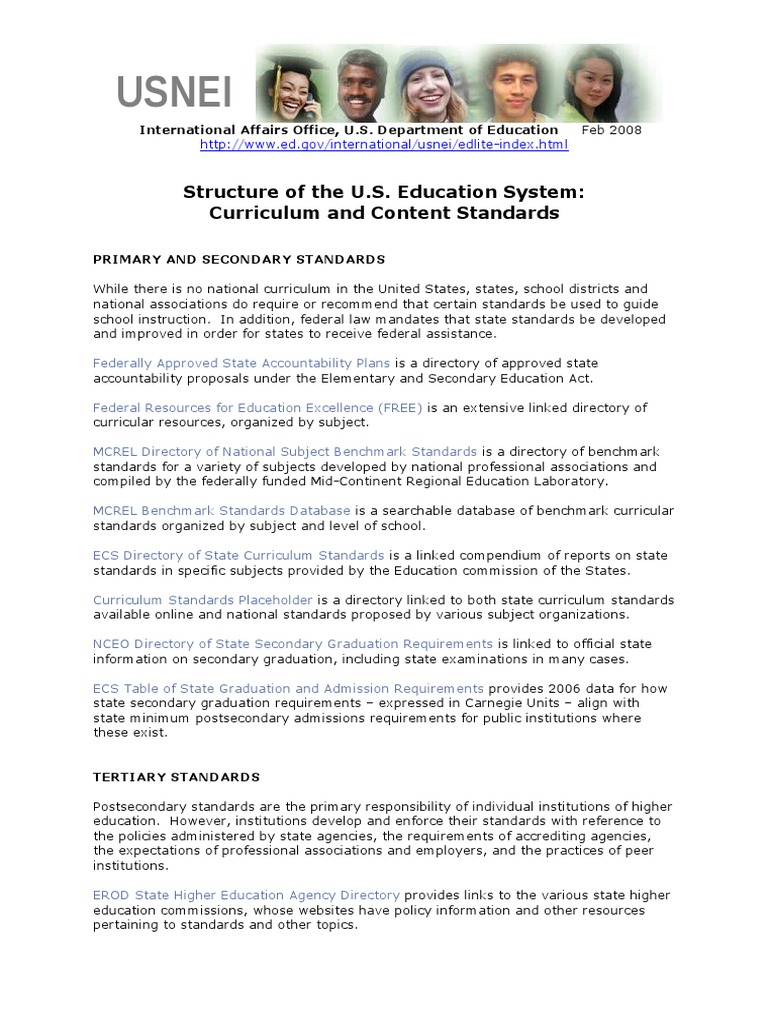 Usnei: Structure of The U.S. Education System: Curriculum and Content ...