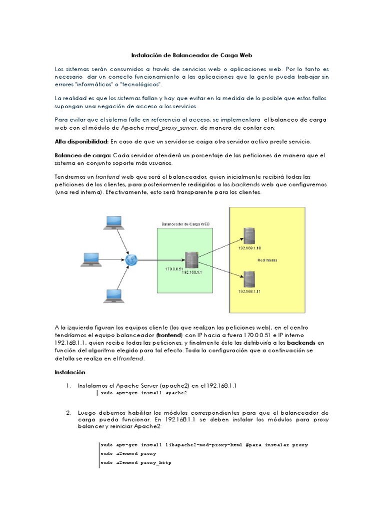 Balanceo de Carga WEB | PDF | Servidor proxy | Servidor web
