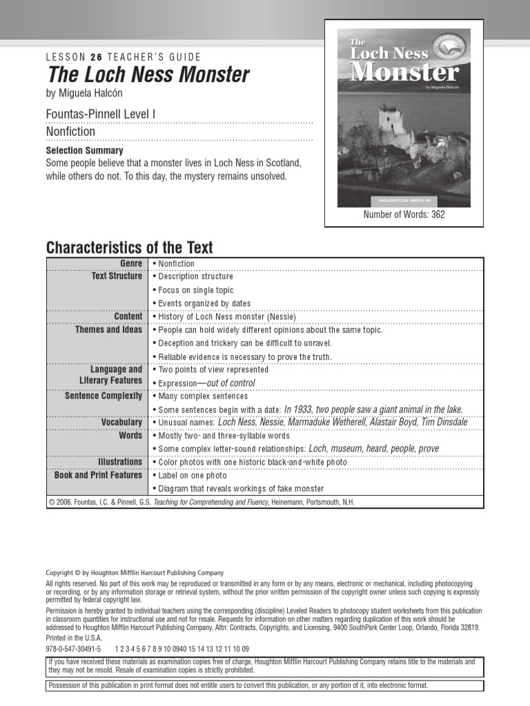 L26 The Loch Ness Monster | PDF | Loch Ness Monster | Reading Comprehension