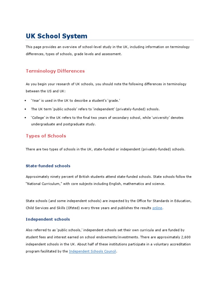 An Overview of the UK School System: Terminology, School Types, Grade ...
