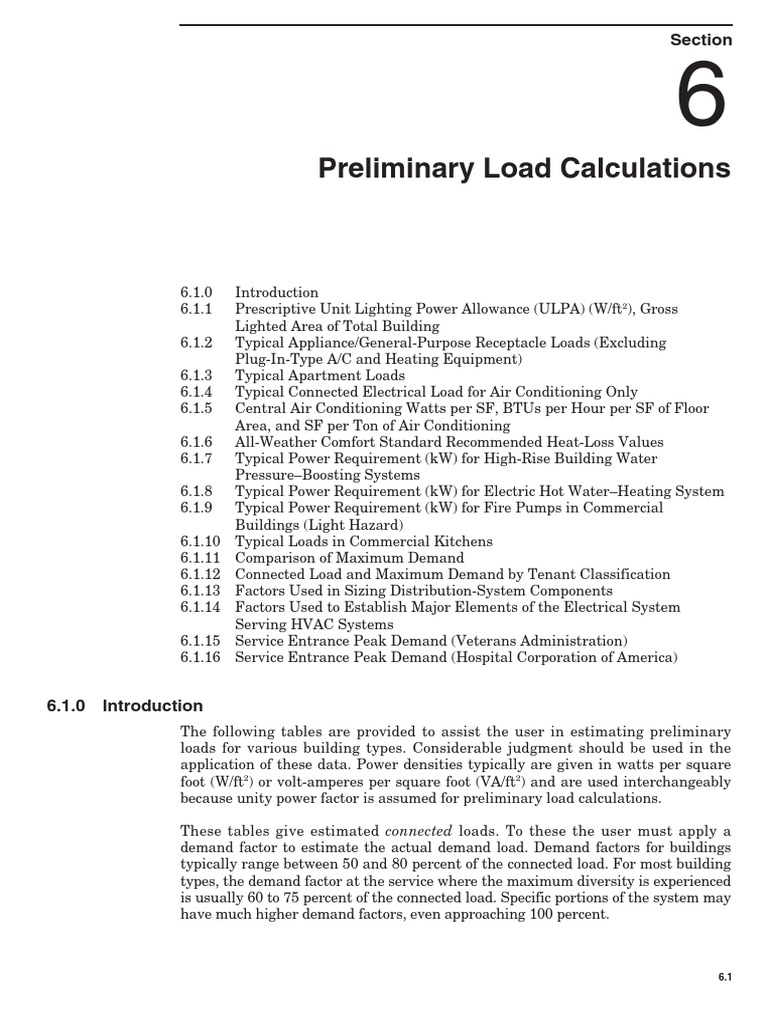 Electrical Load Factors For Building Load Calculations | PDF | Hvac ...