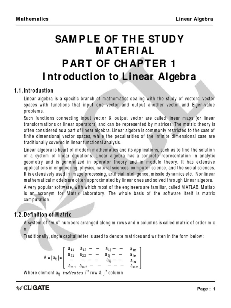 Mathematics (Introduction To Linear Algebra) | PDF | Eigenvalues And ...