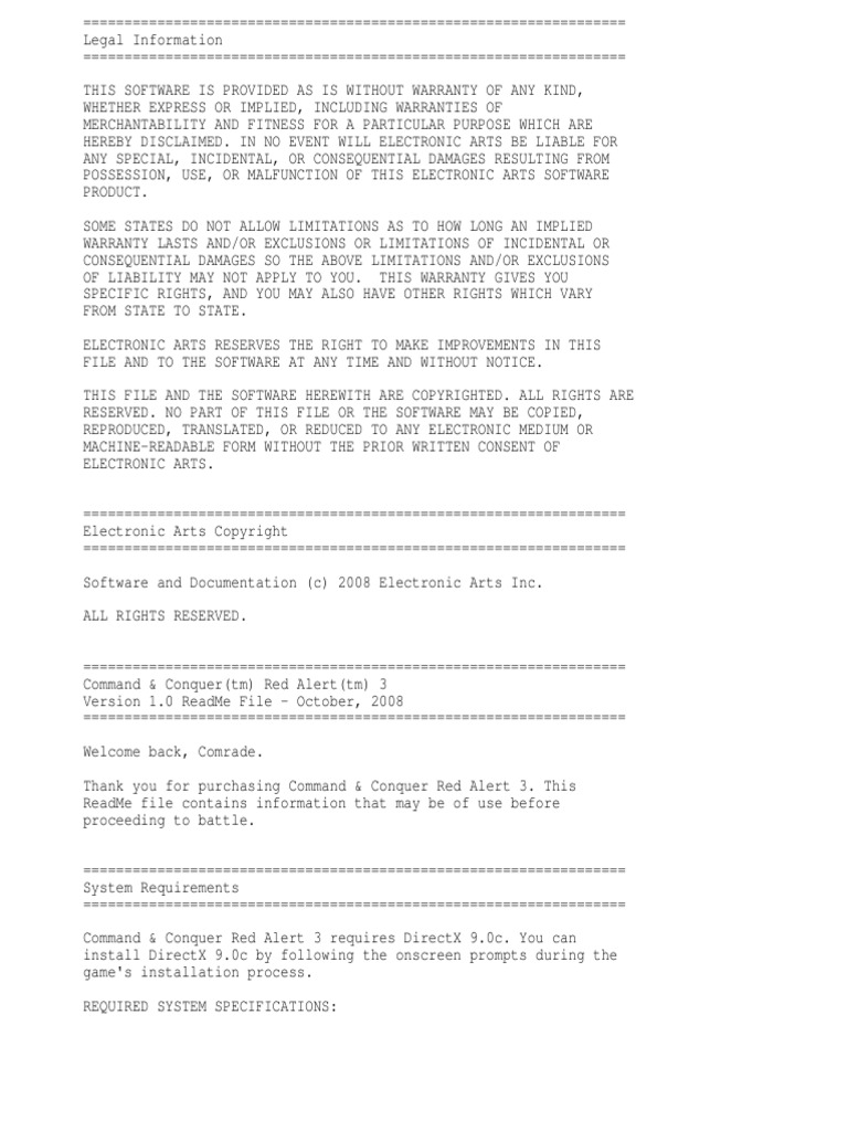 Readme Red Alert | PDF | Windows Vista | Microsoft Windows