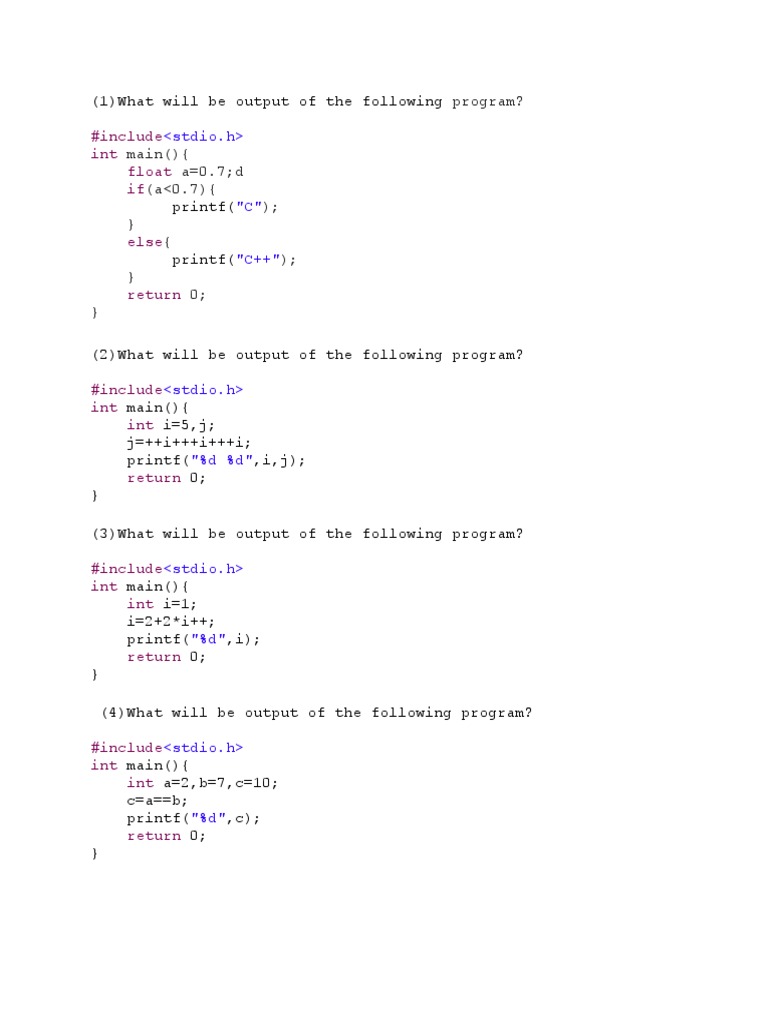 c Objective Questions | Integer (Computer Science) | C (Programming ...