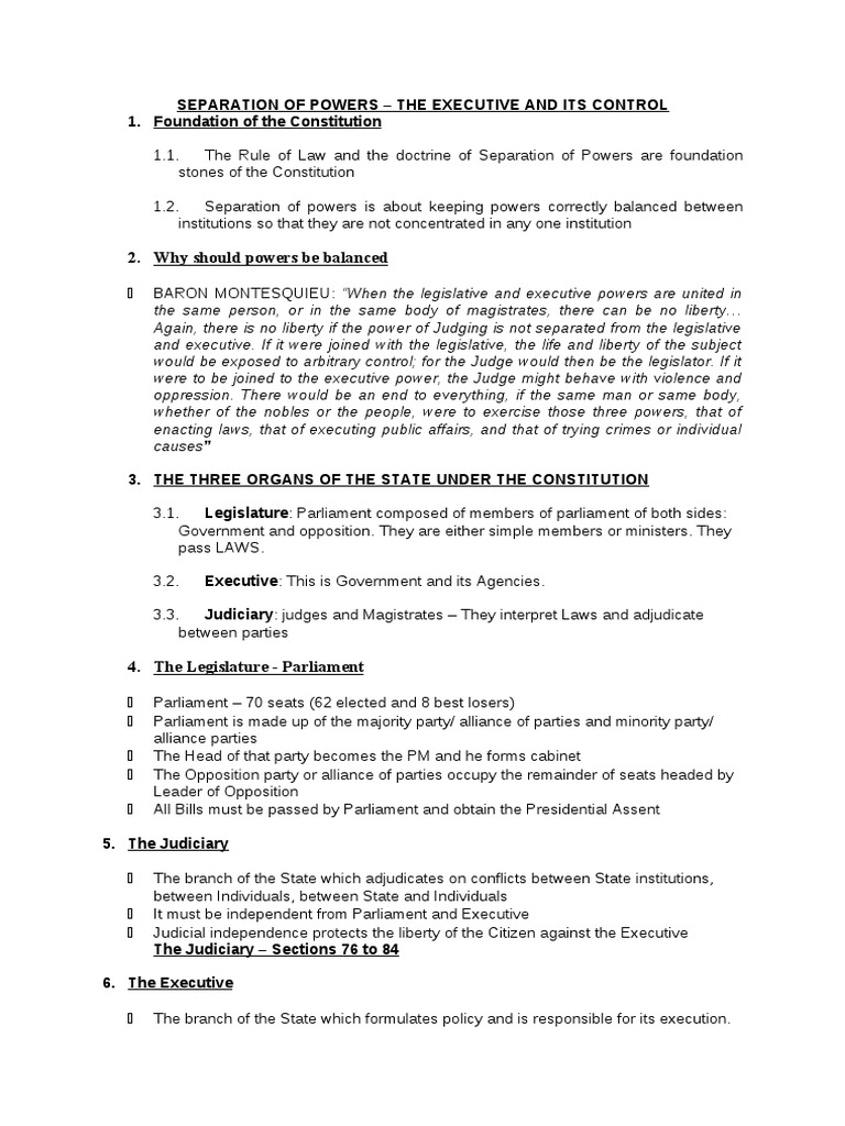 Separation of Powers in Government Structure | PDF | Separation Of ...