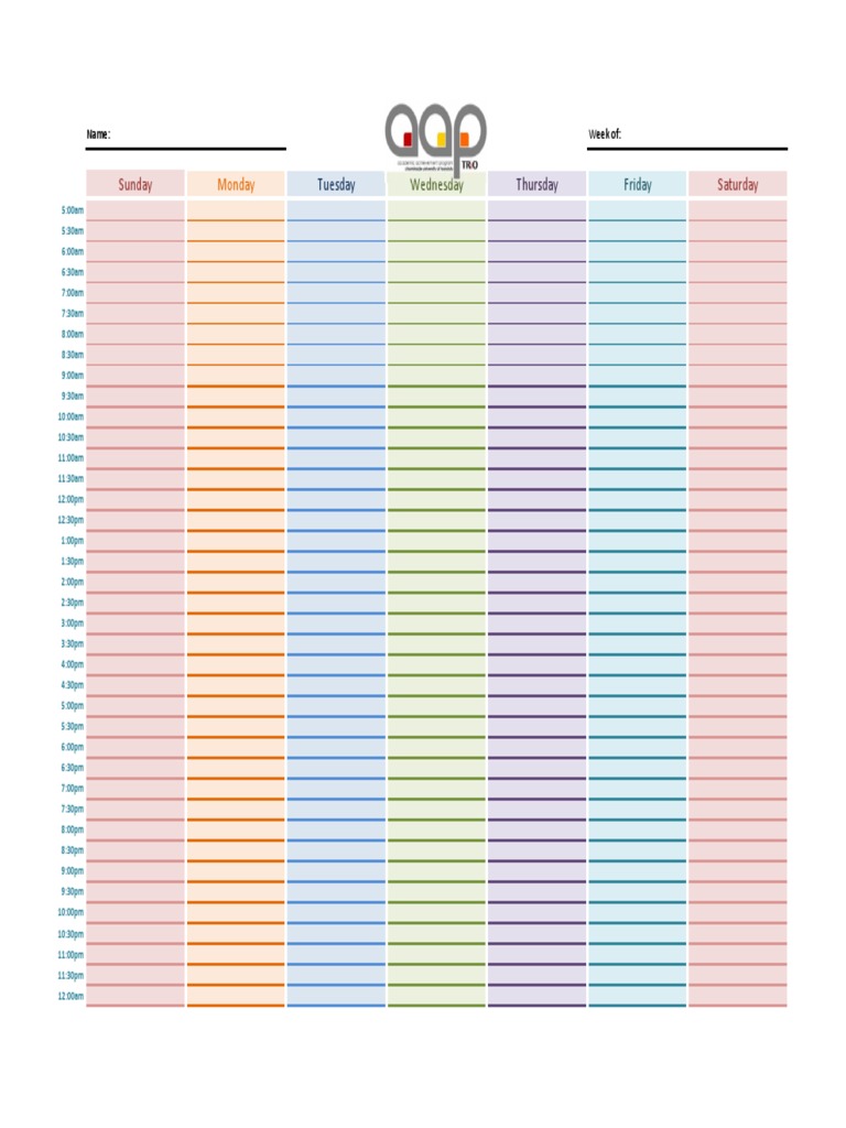 AAP Tracker Weekly Schedule | PDF | Home & Garden