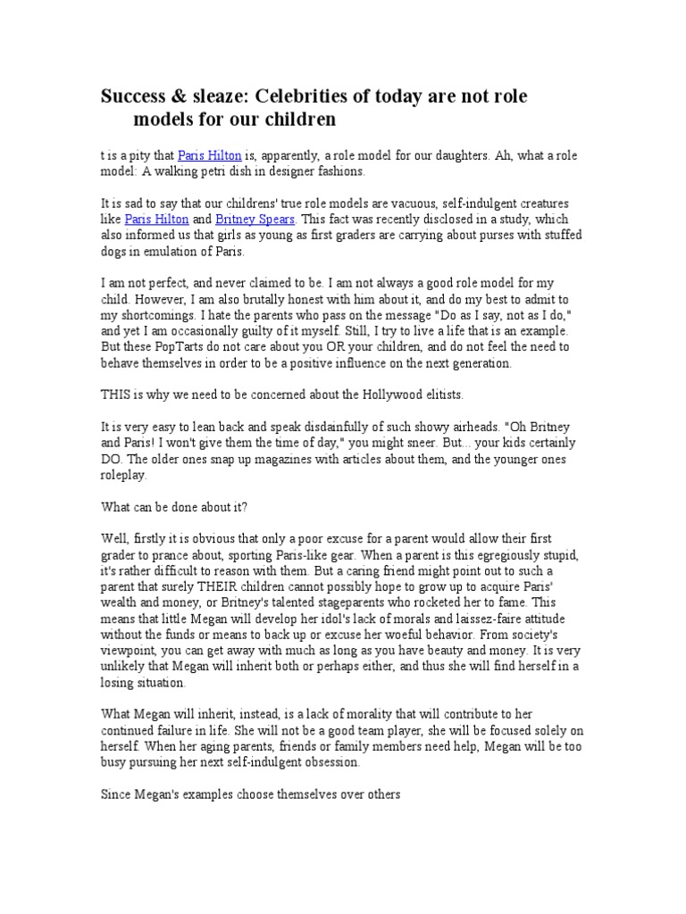 Celebrity Essay 2 | PDF | Celebrity | Adolescence