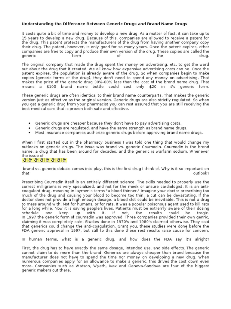 Understanding The Difference Between Generic Drugs and Brand Name Drugs ...