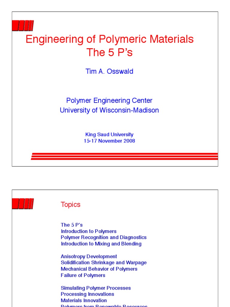 Engineering of Polymeric Materials The 5 P S: Tim A. Osswald | PDF ...