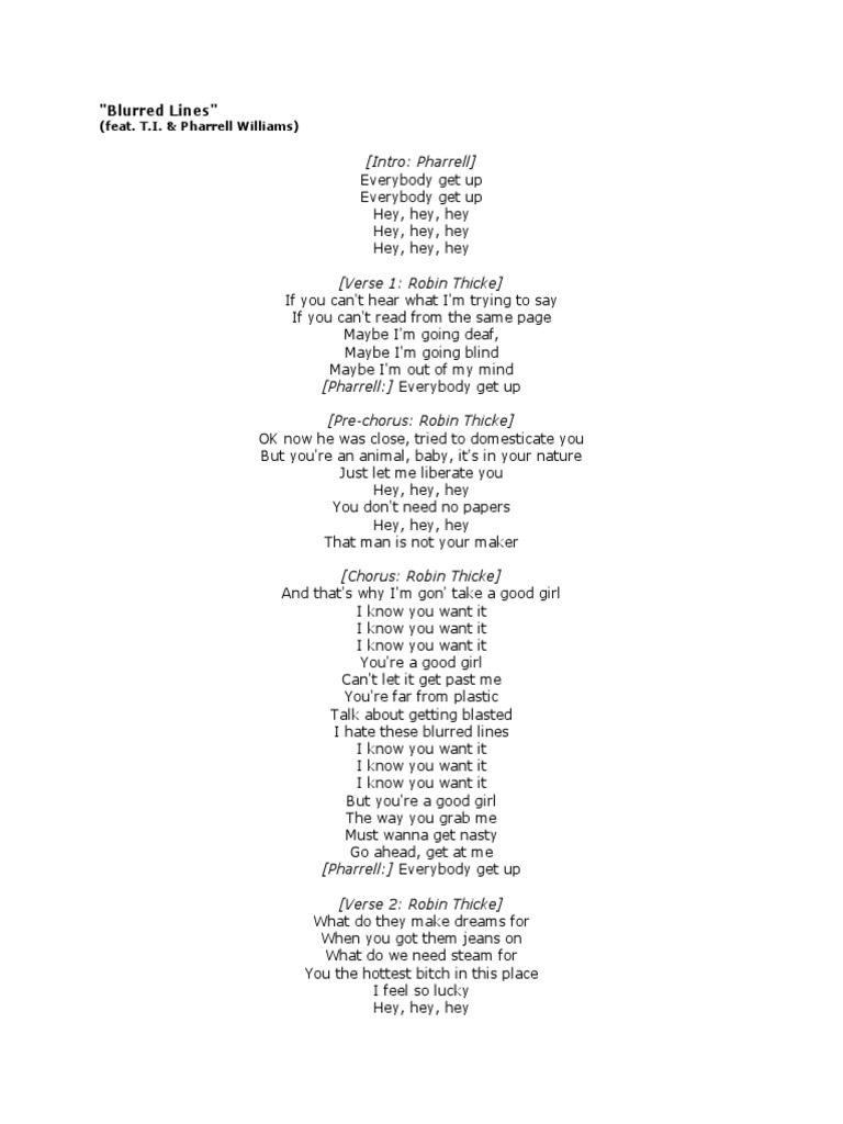 Blurred Lines | PDF | Song Structure | Songs