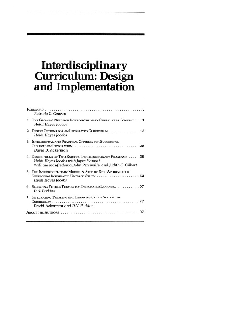 Interdisciplinary Curriculum | PDF | Curriculum | Teachers
