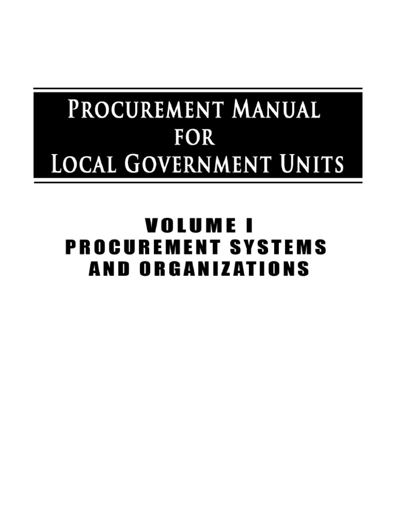 Government Procurement Manual For LGUs Volume 1 | PDF | Indemnity ...