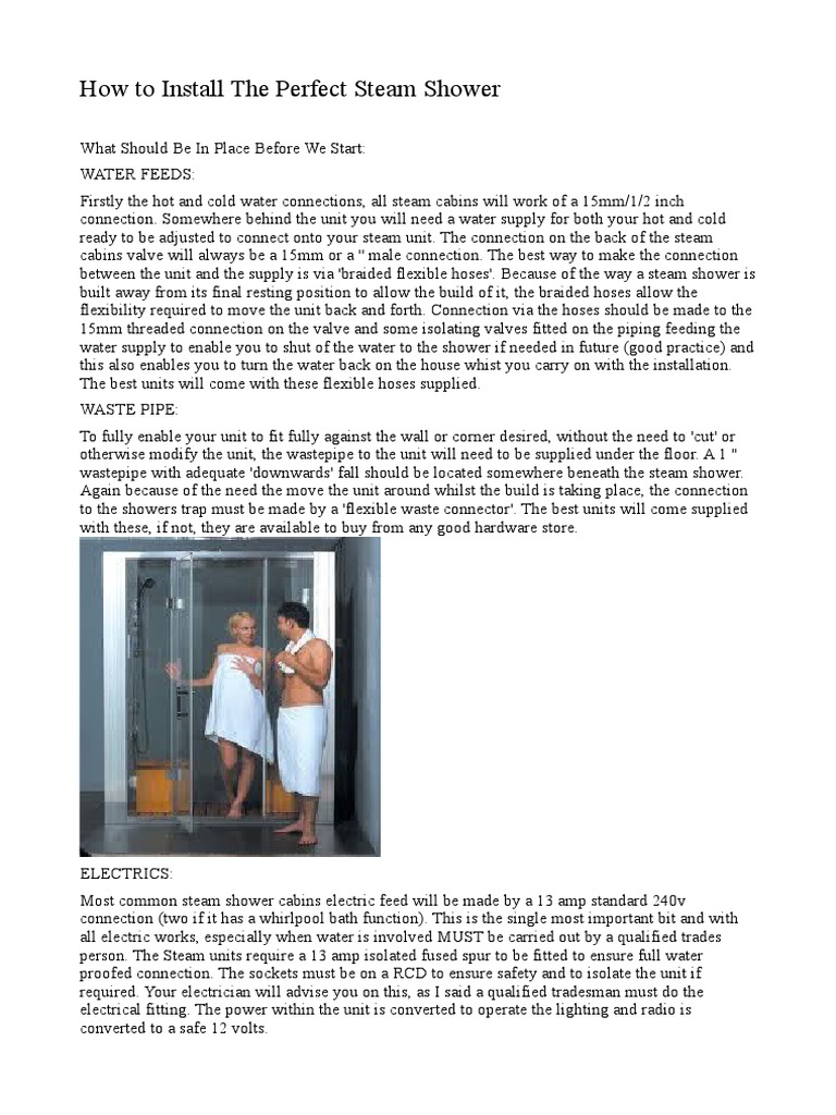 How To Install The Perfect Steam Shower | PDF | Water | Nature