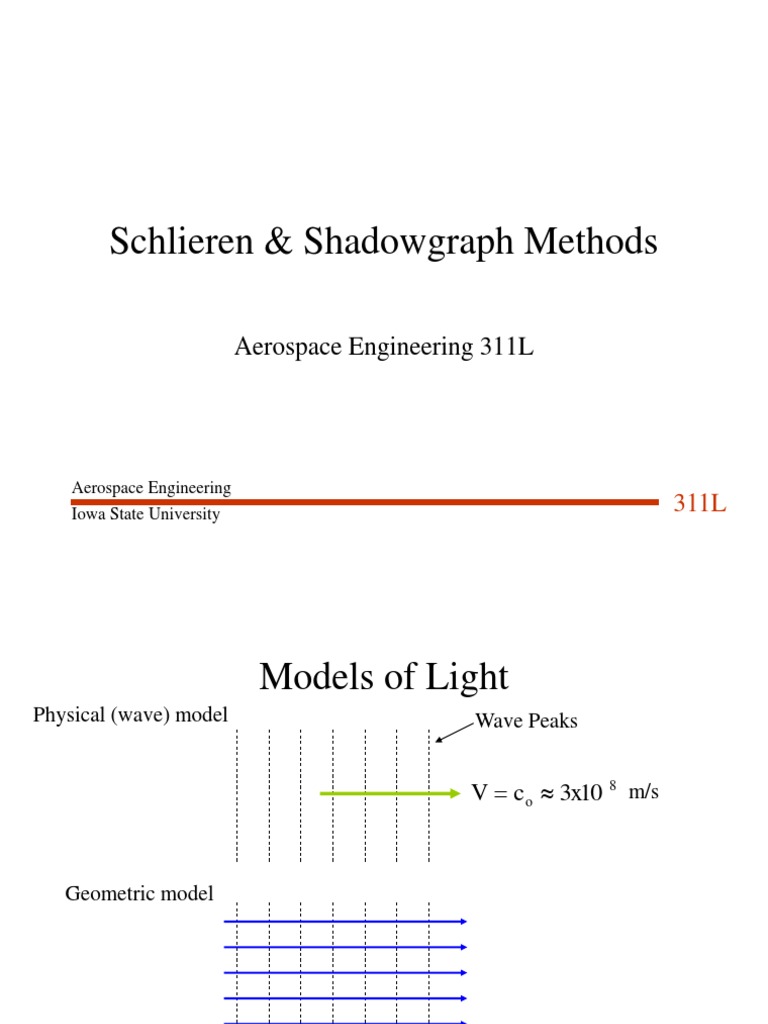 Schlieren & Shadowgraph Methods: Aerospace Engineering 311L | PDF ...