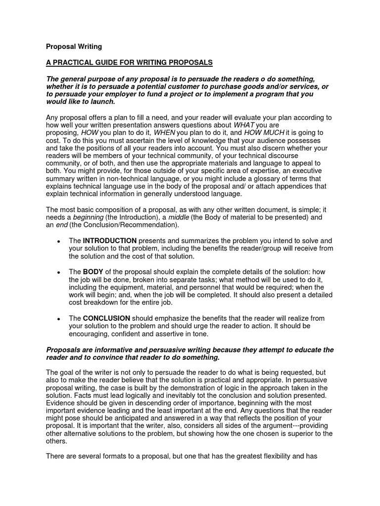 Proposal Writing: A Practical Guide | PDF