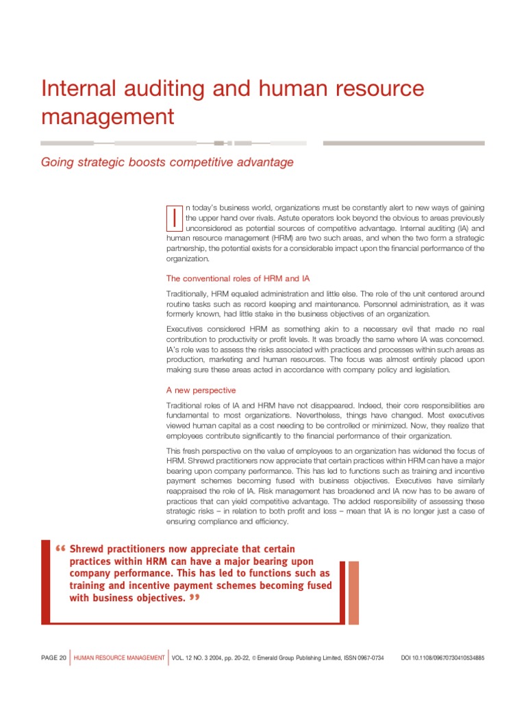 Internal Auditing | PDF | Human Resource Management | Internal Audit
