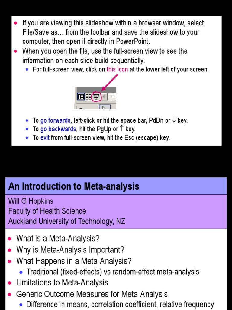 For Full-Screen View, Click On at The Lower Left of Your Screen | PDF | Meta Analysis | Effect Size