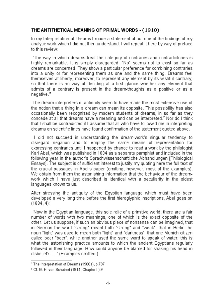 1910 Antithetical Meaning of Primal Words | PDF | Mind | Concept