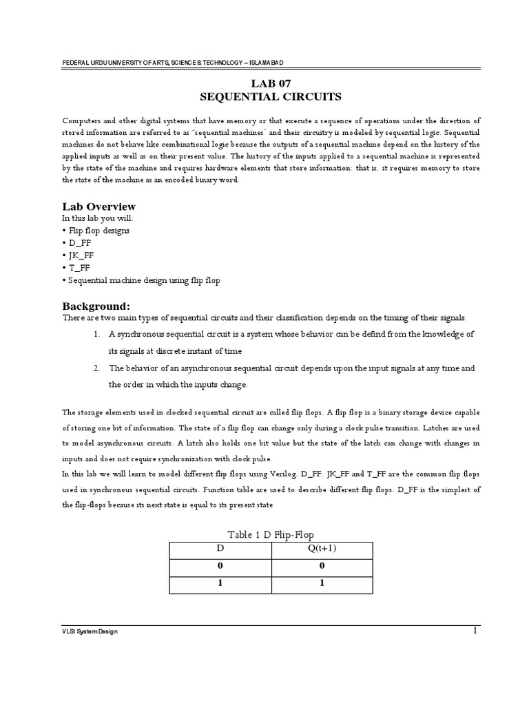 Sequential Circuits Lab Guide | PDF | Technology & Engineering