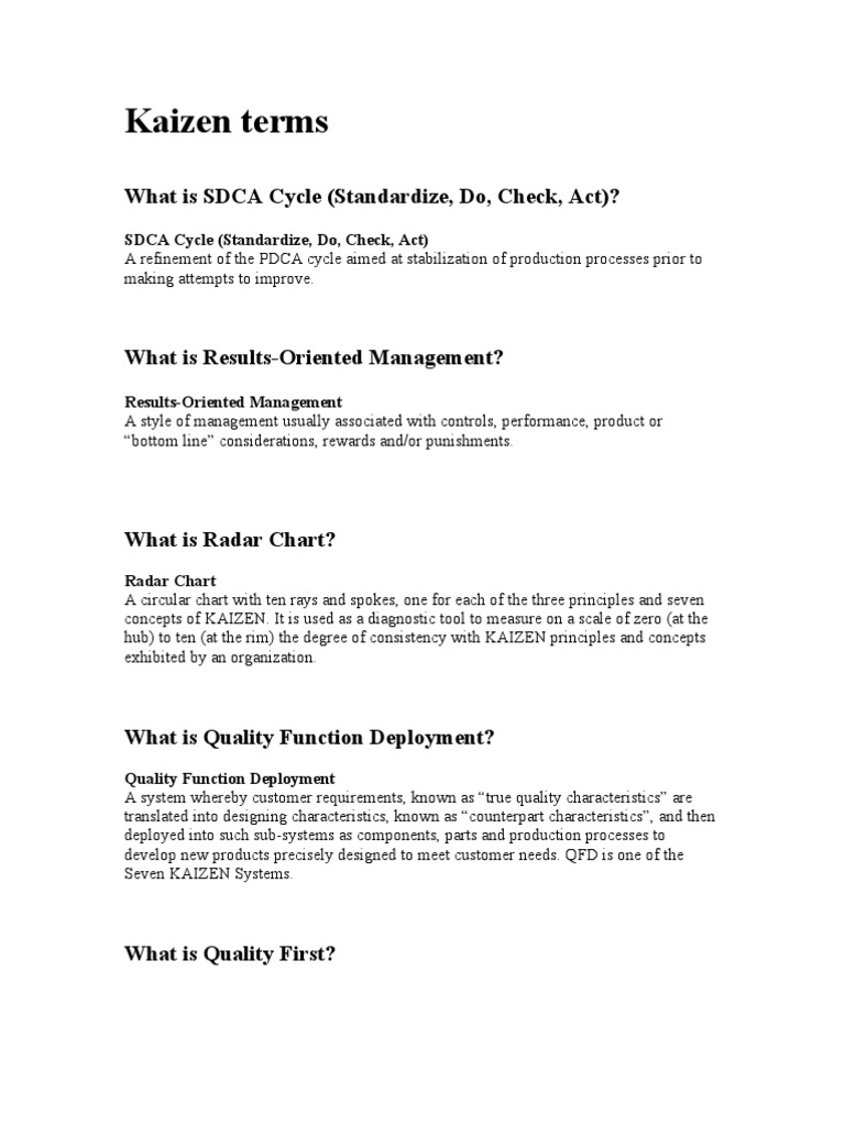 Kaizen Terms: Key Concepts Explained | PDF