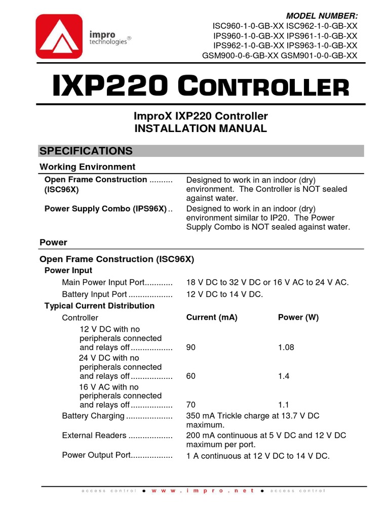 Ixp220 Controller Manual | PDF | Electrical Connector | Power Supply