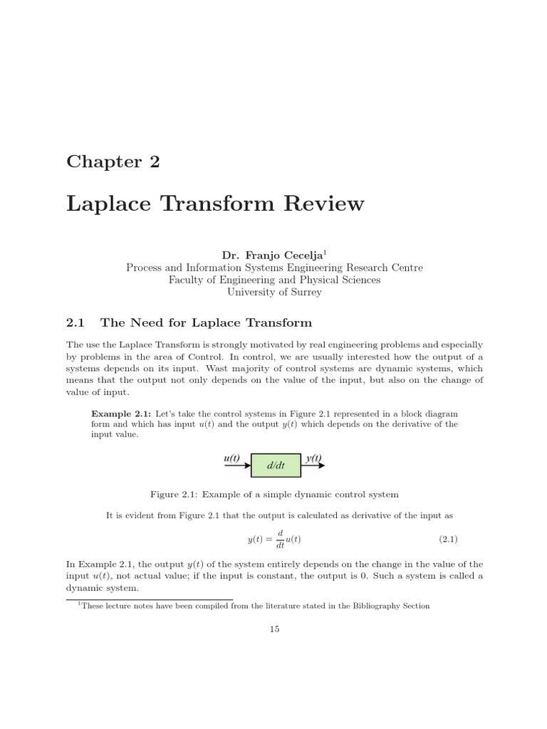 Laplace Transform (Notes) | PDF | Laplace Transform | Control Theory