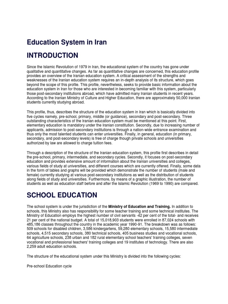 Education System in Iran | Academic Degree | Secondary Education