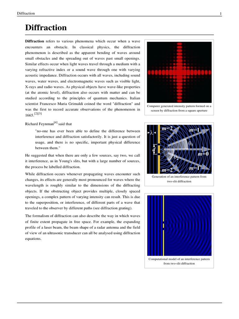 Diffraction Pdf Diffraction Wavelength