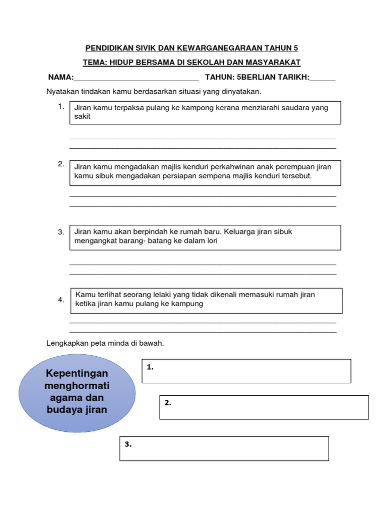 Lembaran Kerja Semangat Kejiranan | PDF | Karier & Perkembangan | Ilmu ...