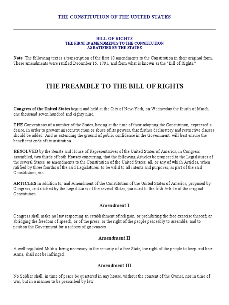 Bill of Rights | PDF | United States Bill Of Rights | Eighth Amendment ...