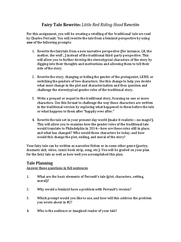 Fairy Tale Rewrite | PDF | Fairy Tales | Narration