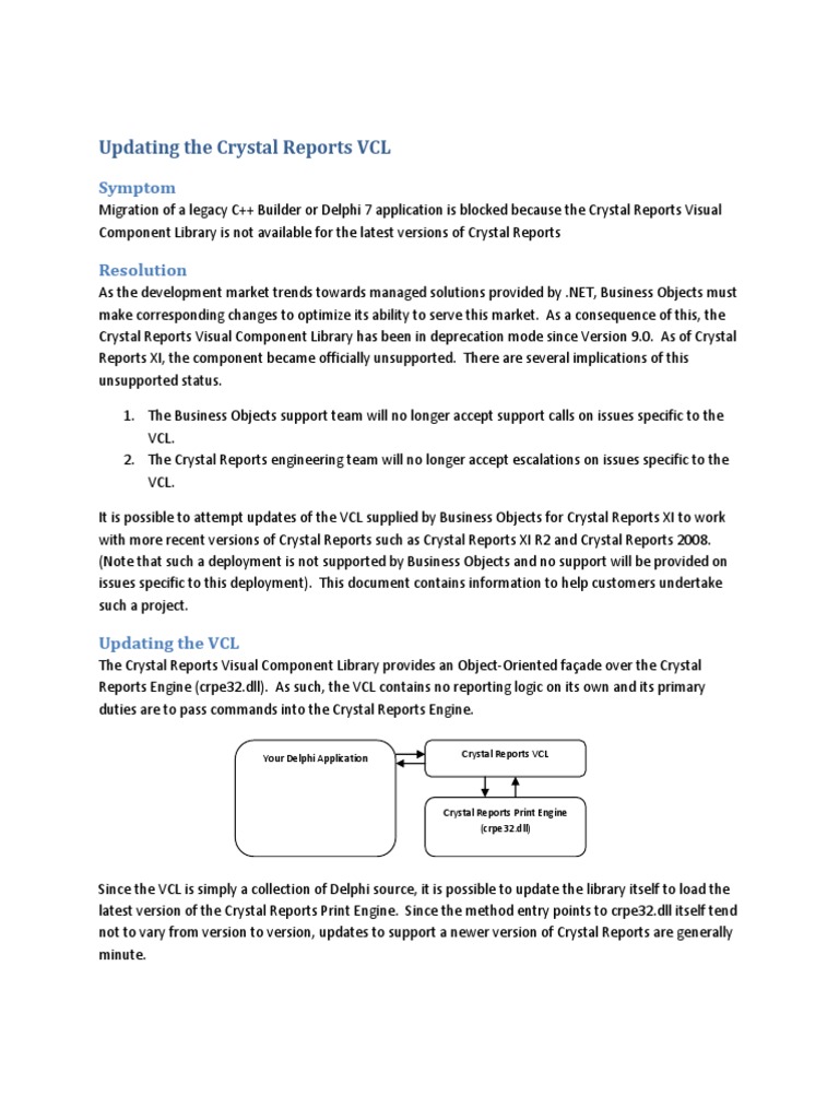 Updating The Visual Component Library in Crystal Reports XI | PDF ...