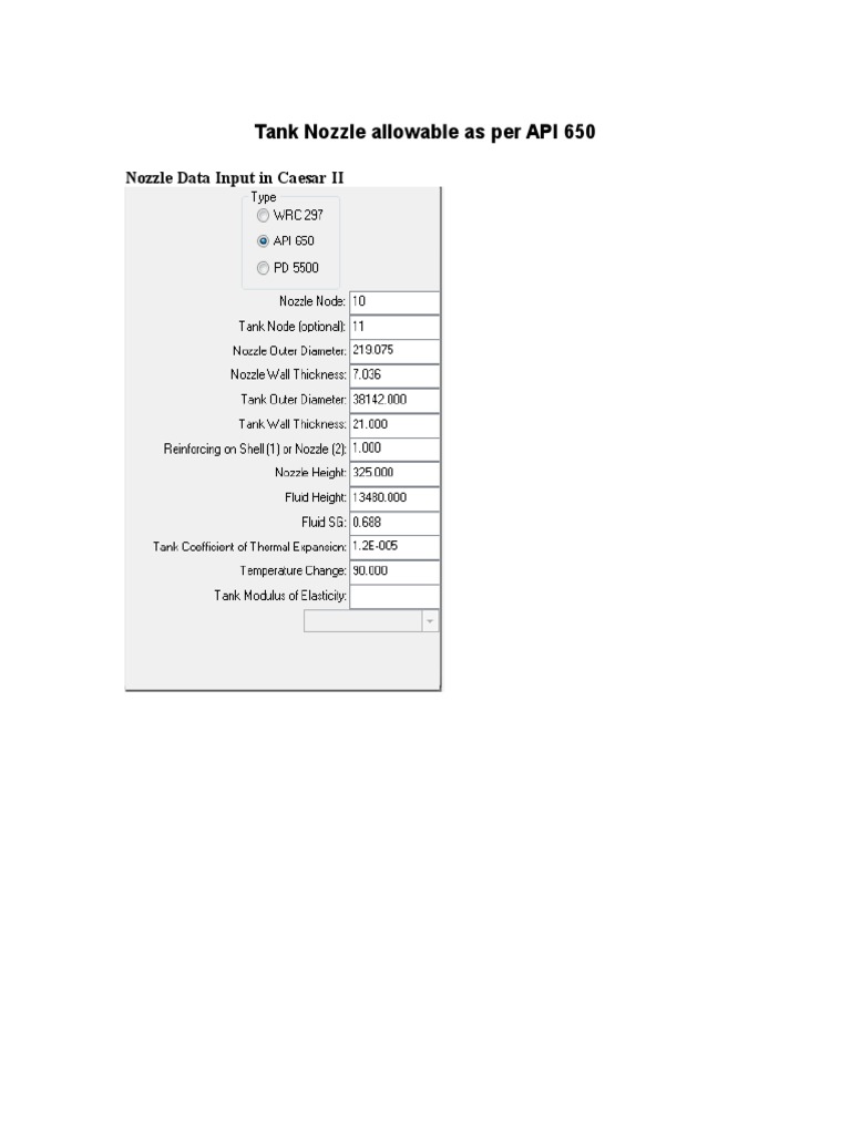 Tank Nozzle Allowable As Per API 650 | PDF