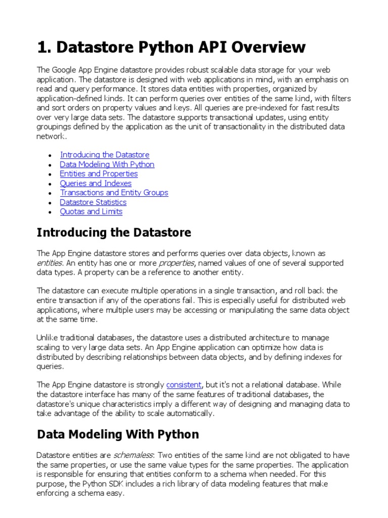 Google Data Store | PDF | Database Index | Class (Computer Programming)