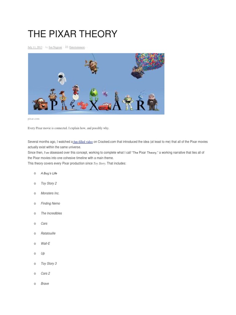 The Pixar Theory | PDF | Leisure | Nature