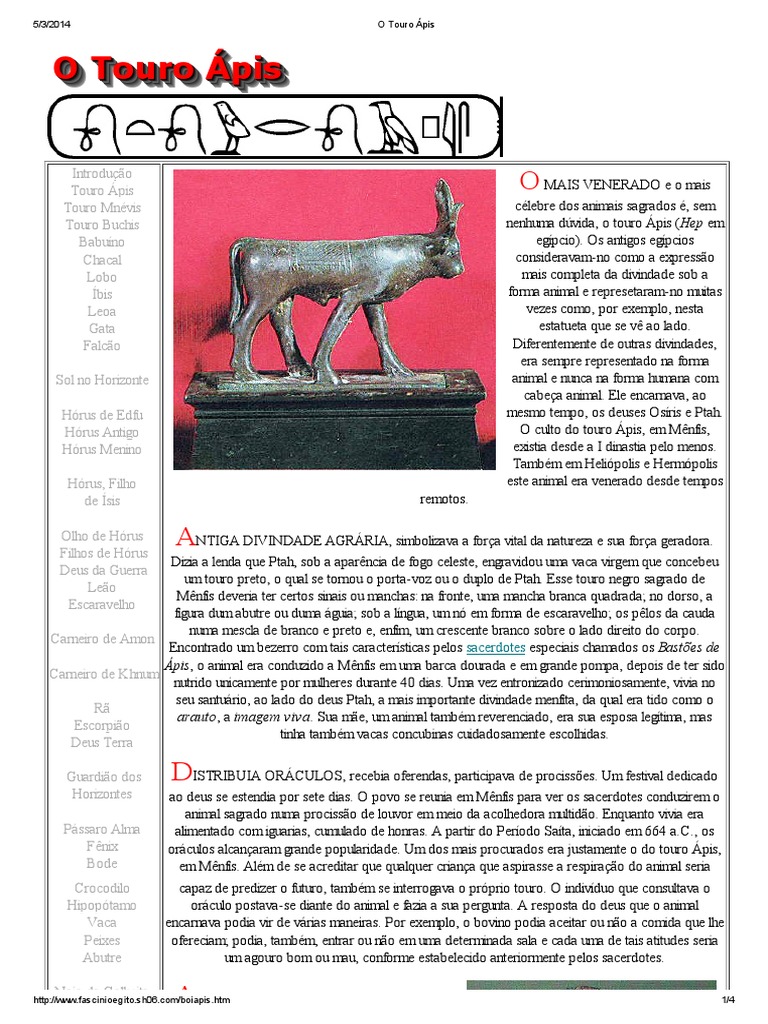 O Culto do Touro Sagrado Ápis na Antiga Religião Egípcia | PDF | Múmia ...